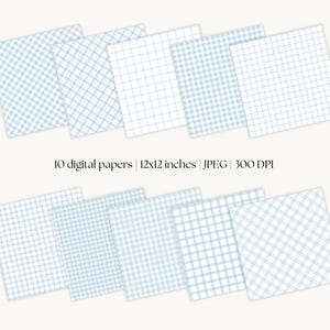 Blue Plaid Digital Paper, Light Blue Backgrounds, Gingham Patterns ...