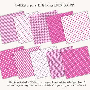 Hot Pink Glitter Digital Paper, Pink & White Backgrounds, Sparkly Paper ...