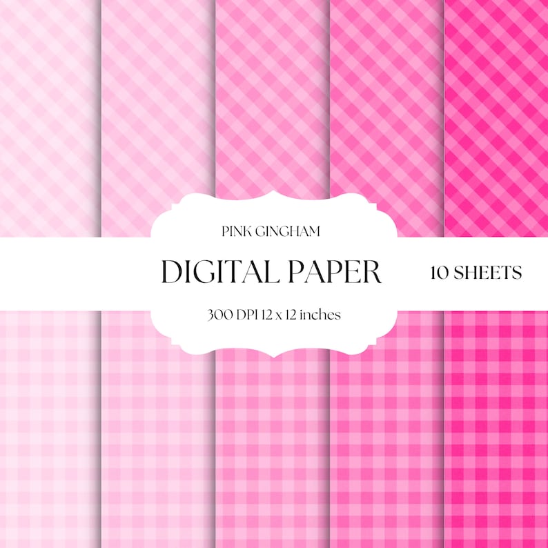 Pink Gingham Paper Digital Scrapbook Paper Set Pink Seamless - Etsy