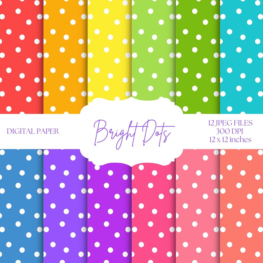 Polka Dots Digital Paper, Colorful Seamless Patterns, Bright Summer ...