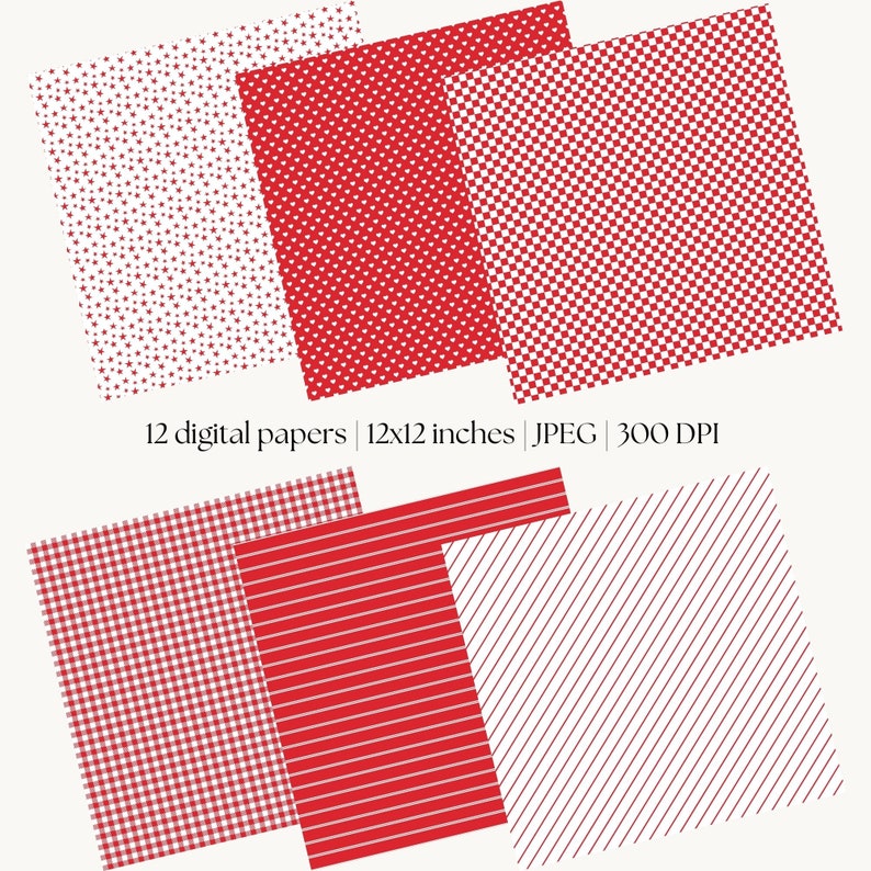 Red Digital Paper, Red and White Backgrounds, Stars and Stripes, 4th of ...