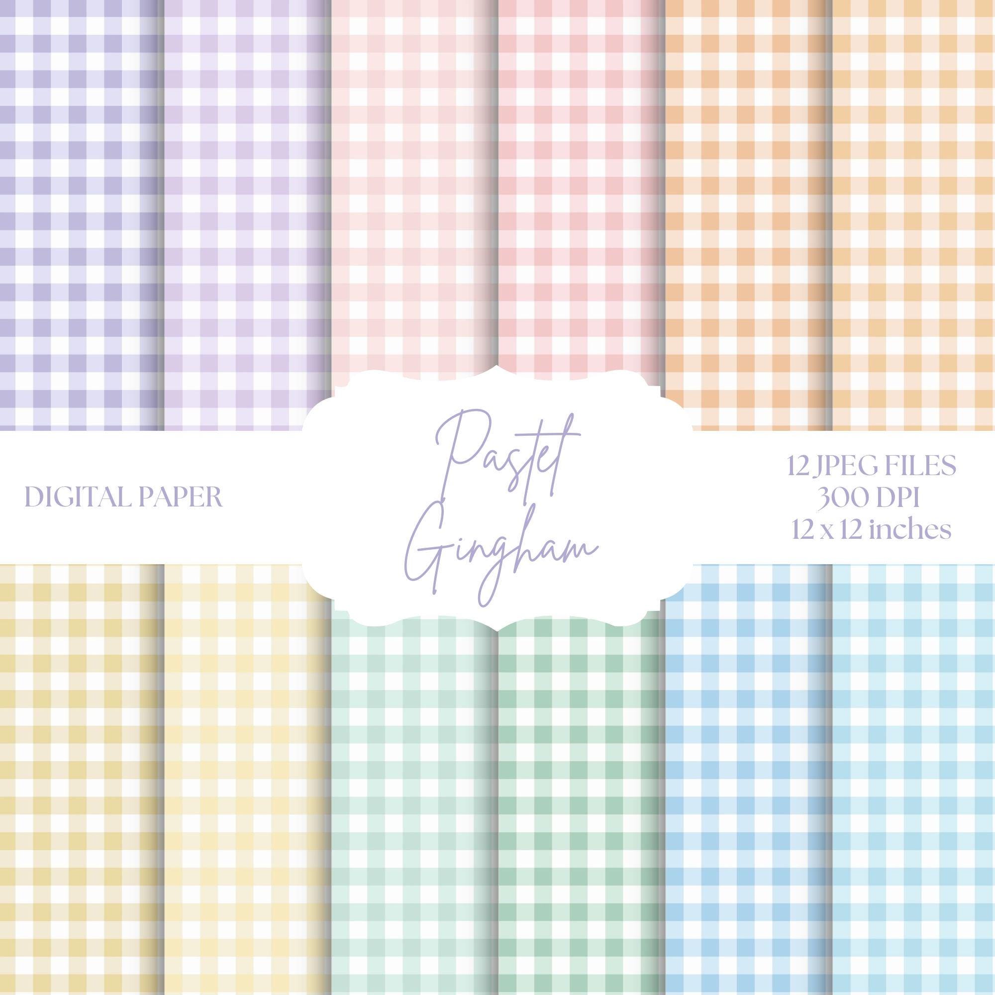 Pastel Gingham Digital Paper, Plaid Backgrounds, Pink & Blue Scrapbook ...
