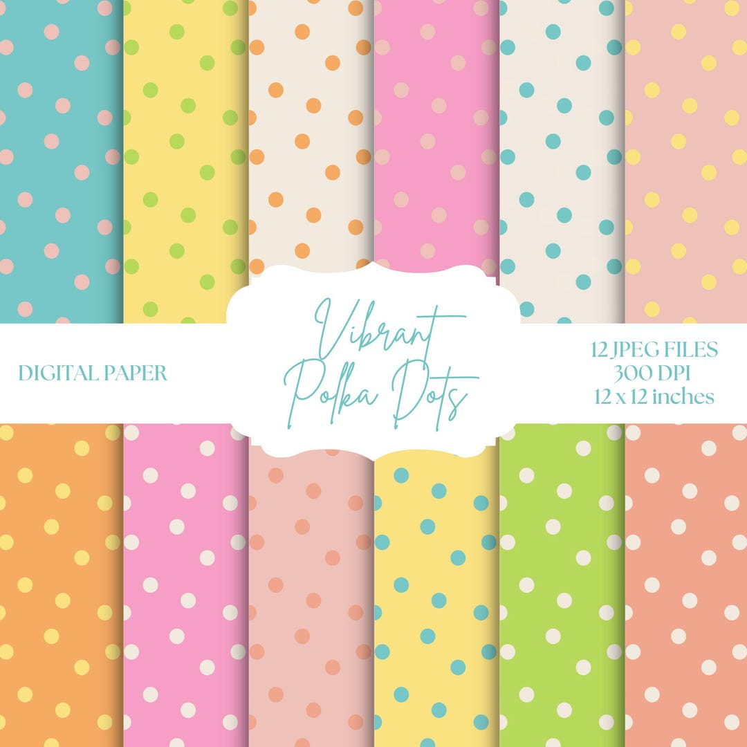 Polka Dots Digital Paper, Colorful Dot Patterns, Bright Backgrounds ...