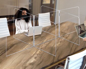 4 Panel Interlocking Table Top Safety Shield Barrier Sneeze | Etsy