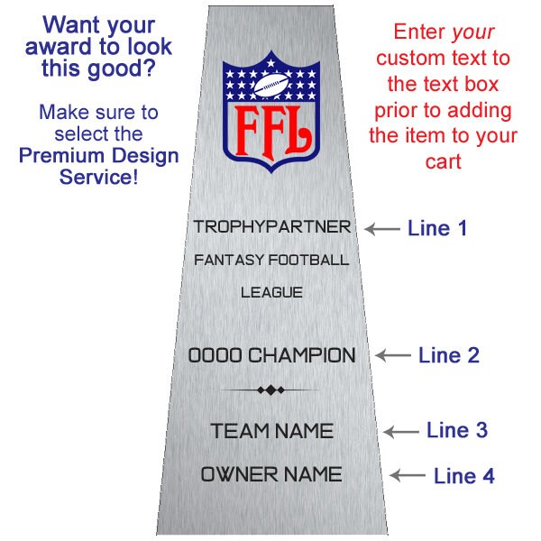 Lombardi Replica Super Bowl Fantasy Football Trophy With 4 Lines of ...