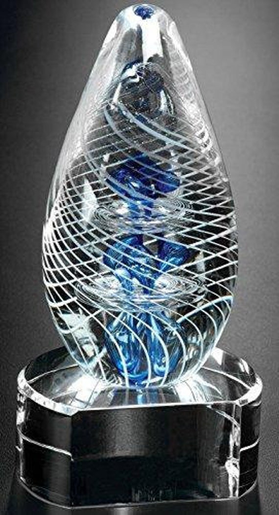 Synergy Art Glass Award Trophy With 3 Lines of Custom Text - Etsy