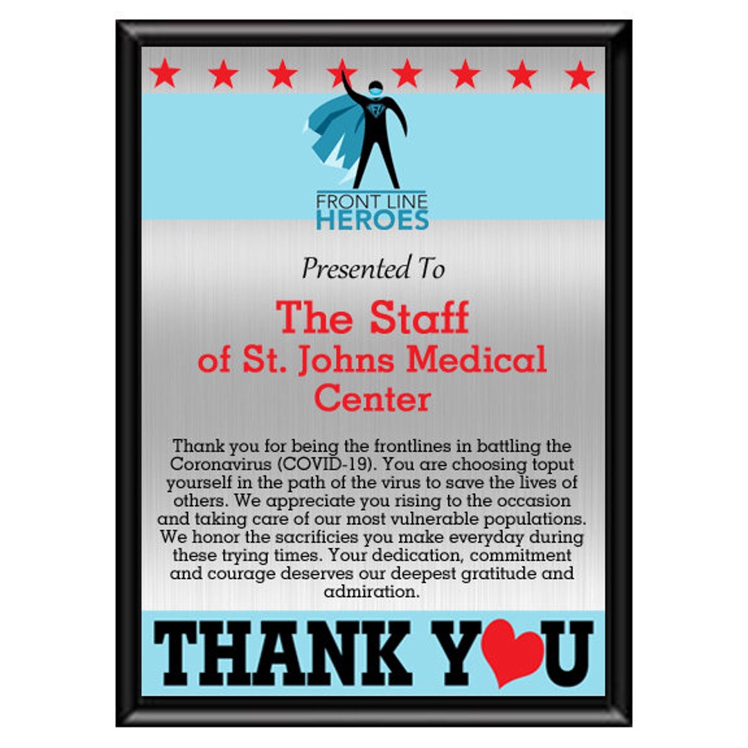 Frontline Hero Plaque - Etsy