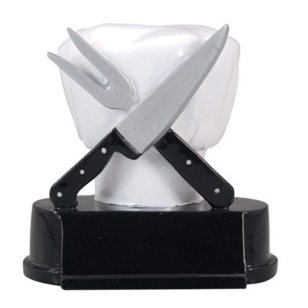 Chef Hat & Knife Trophy With 3 Lines of Custom Text - Etsy