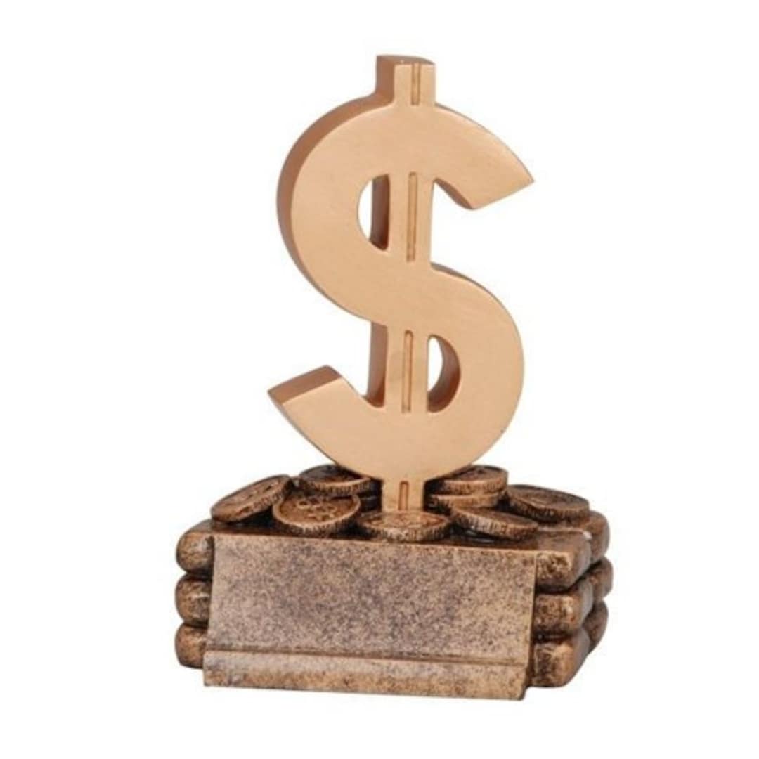 Dollar Sign "money" Trophy With 3 Lines of Custom Text - Etsy