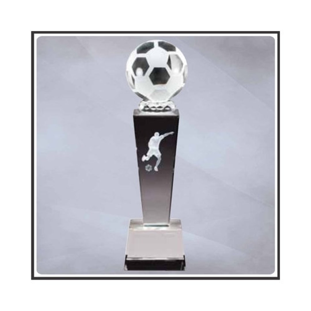 Male Soccer Sports Crystal Award Trophy With 4 Lines of Custom Text - Etsy