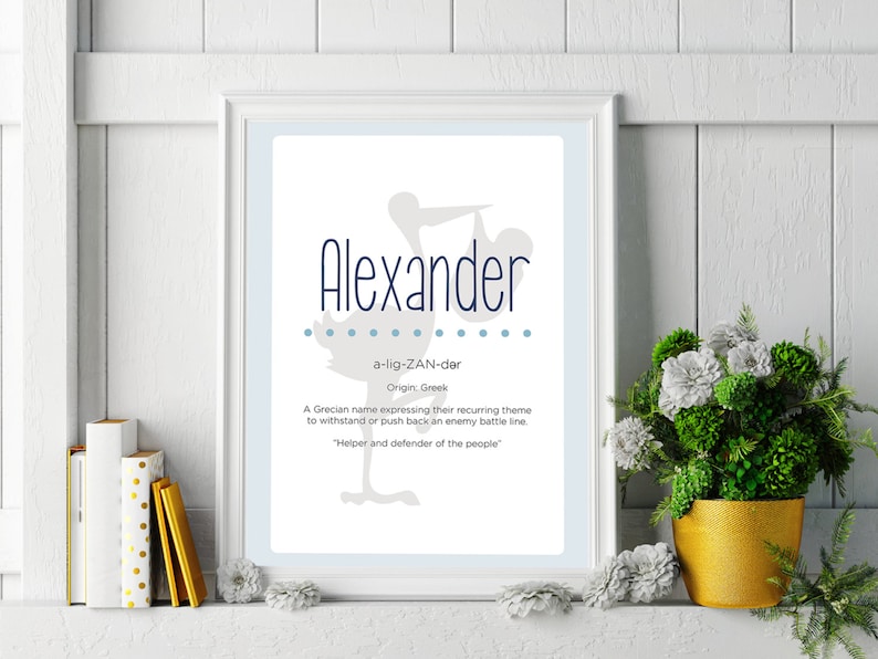 Alexander Baby Boy Name Print Nursery Art Decor Baby Shower Gift ...