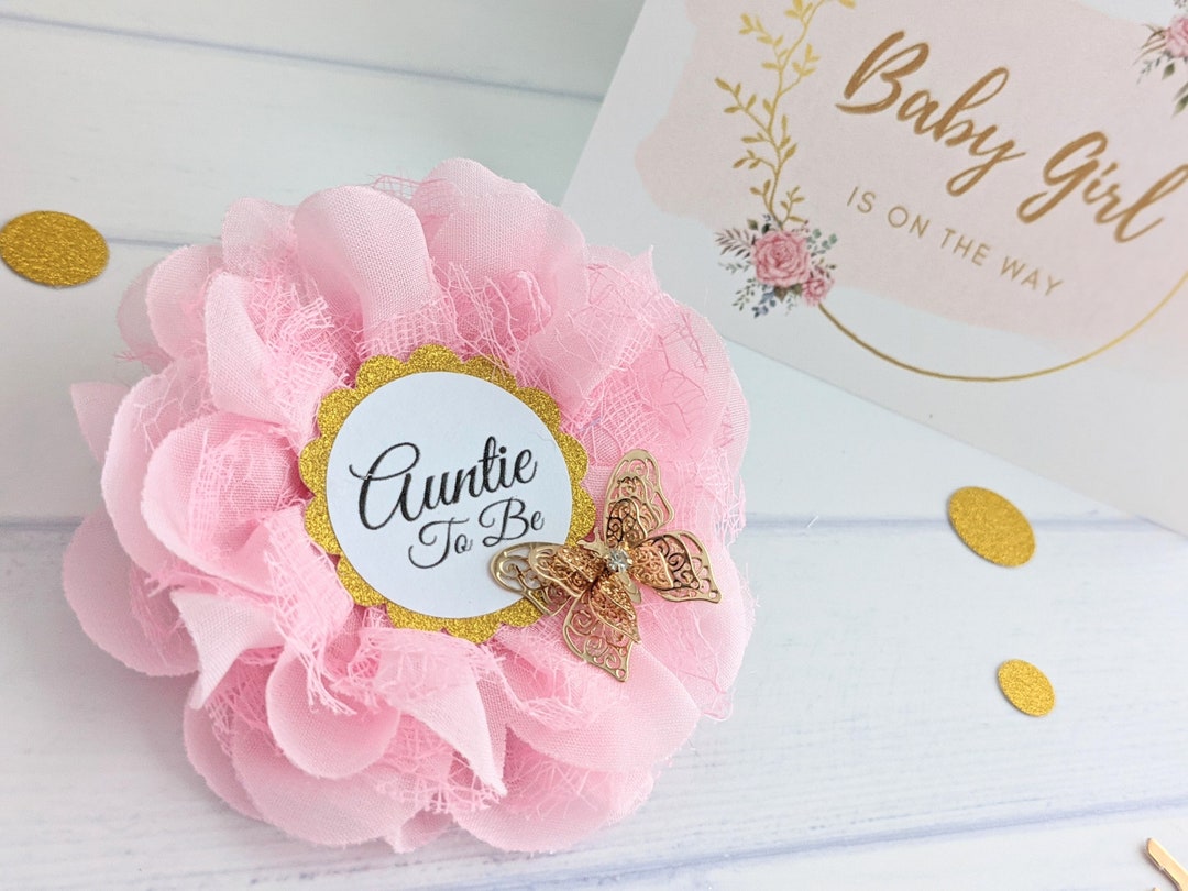 Baby Girl Shower Auntie to Be Button, Pink Aunt to Be Pin for Baby ...