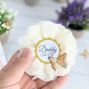 Ivory Mom to Be Pin, Baby Shower Button, Daddy to Be Ribbon, Mommy to ...