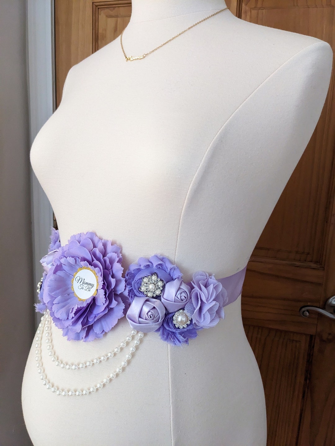 Purple Pregnant Mom to Be Maternity Sash Belt, Pregnant Mama Belly Band ...