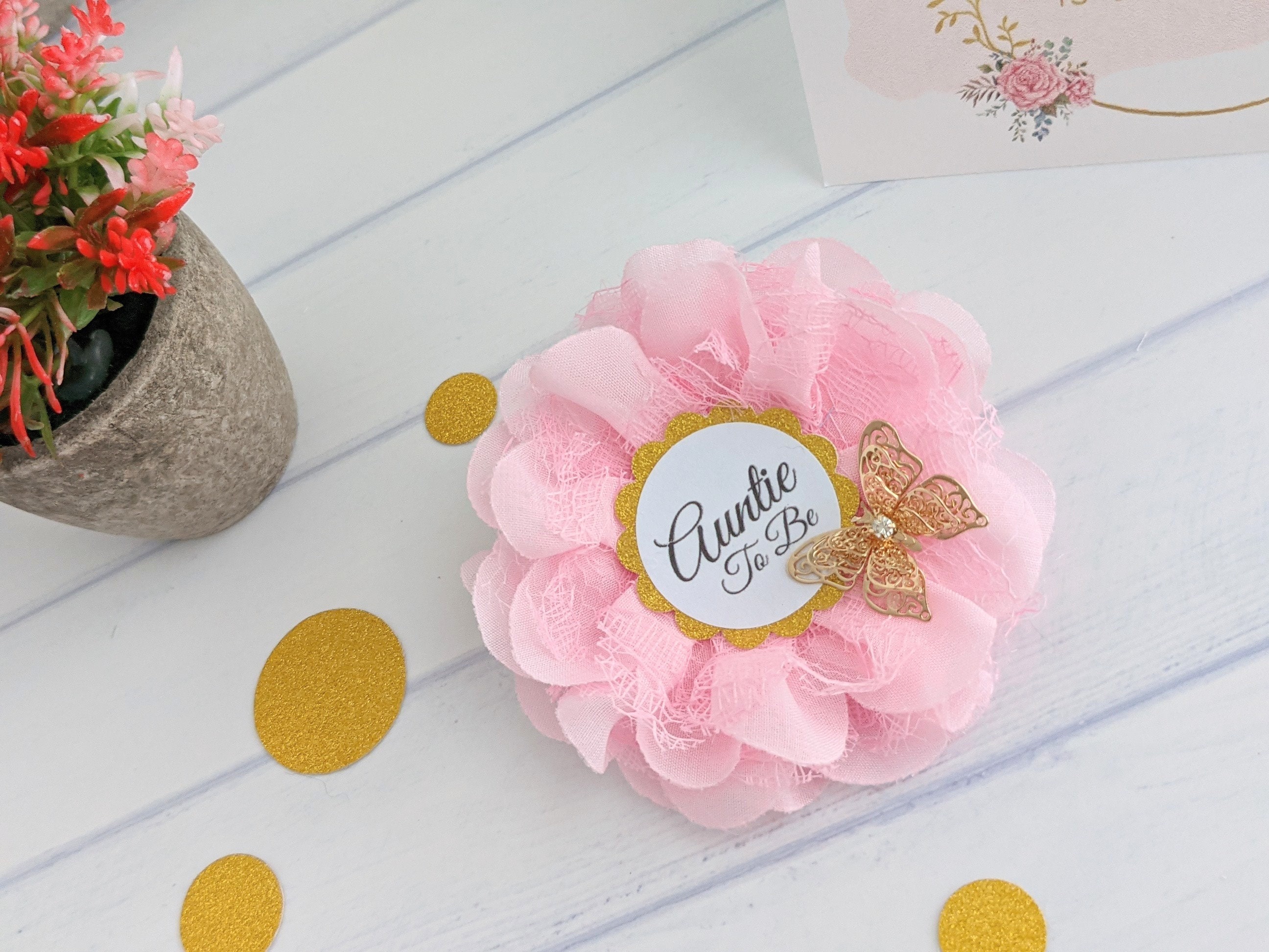 Baby Girl Shower Auntie to Be Button, Pink Aunt to Be Pin for Baby ...