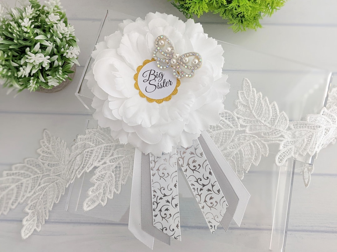 Pregnancy Announcement Pin, Big Sister Ribbon, Baby Shower Big Sister ...