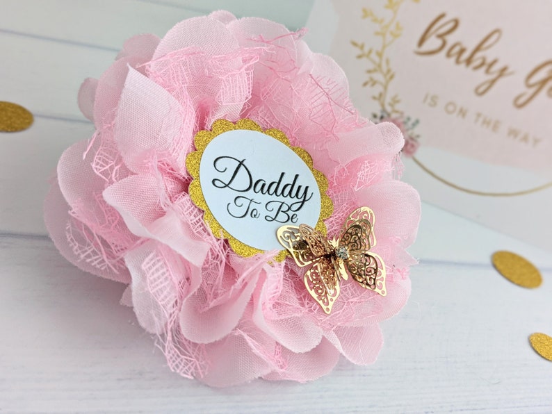Pink Daddy to Be Pin, Baby Shower Dad Button, Dad to Be Ribbon Pink ...