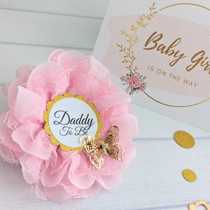Pink Daddy to Be Pin, Baby Shower Dad Button, Dad to Be Ribbon Pink ...