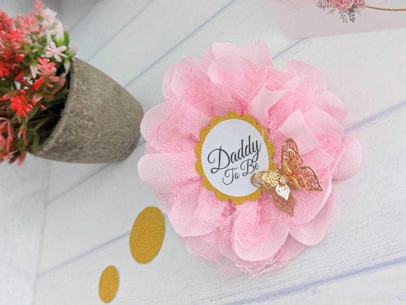 Pink Daddy to Be Pin, Baby Shower Dad Button, Dad to Be Ribbon Pink ...