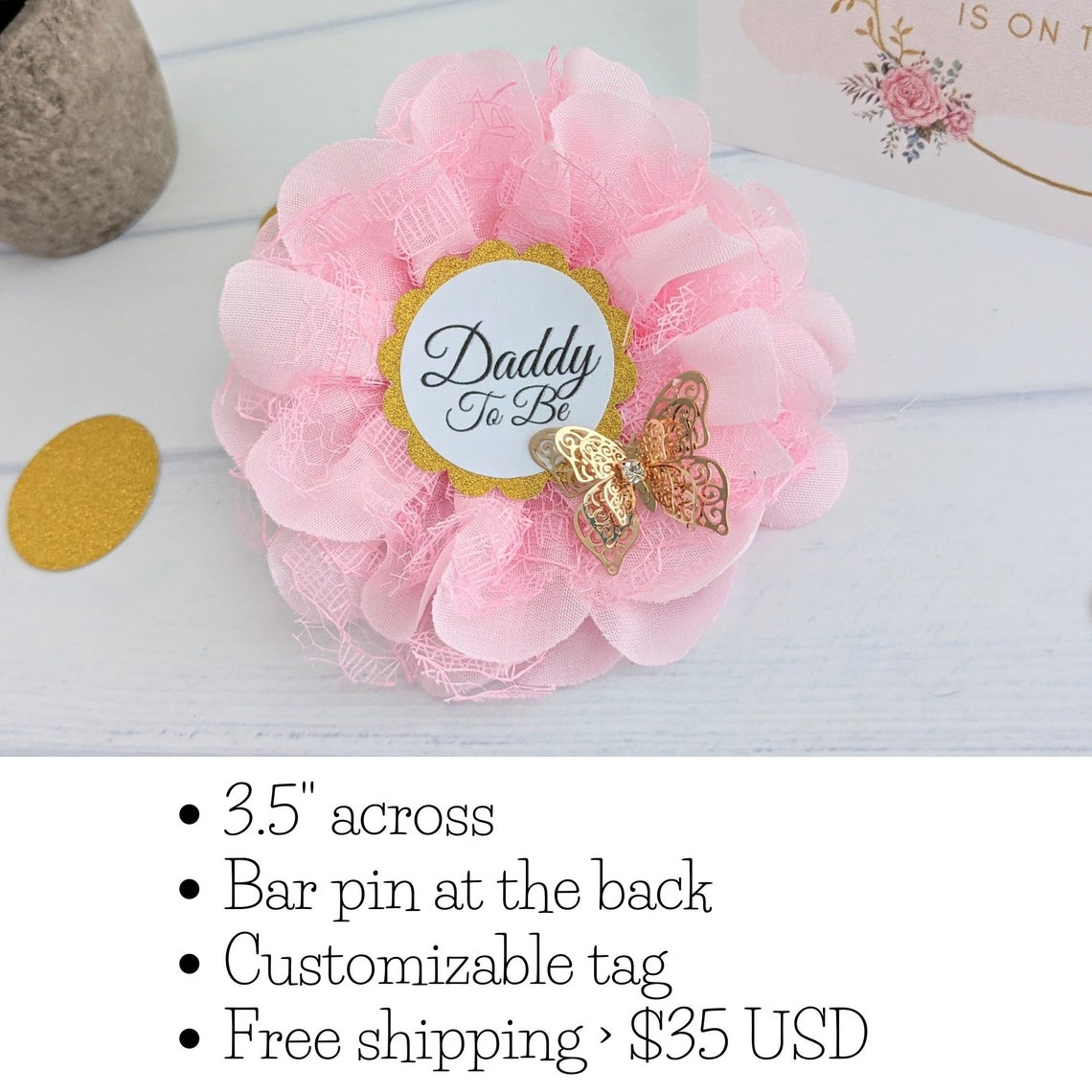 Pink Daddy to Be Pin Baby Shower Dad Button Dad to Be Ribbon - Etsy