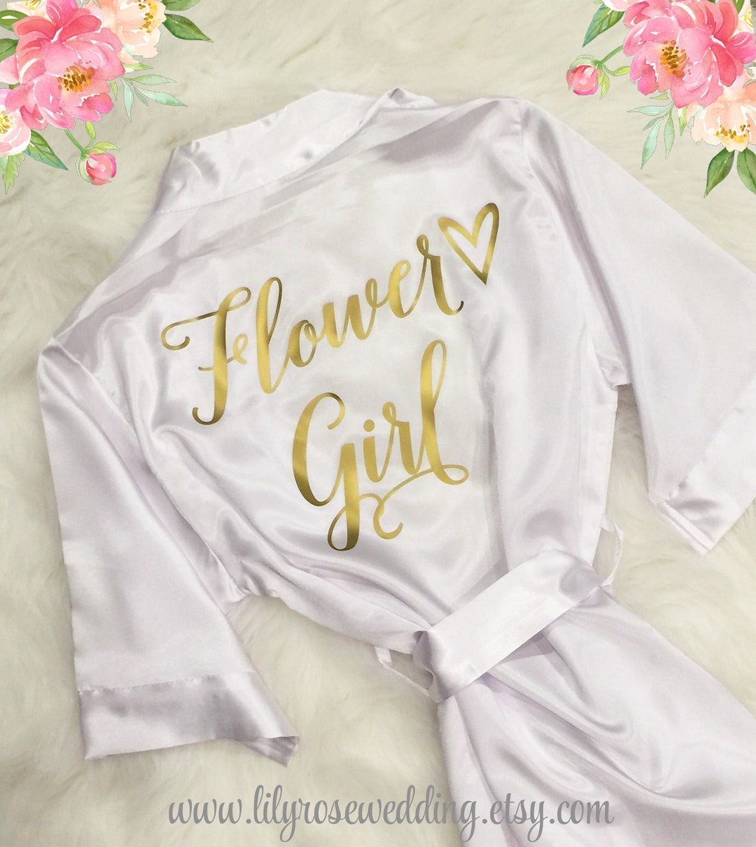 Flower Girl Gift, Flower Girl Robe, Lace Bridesmaid Robes, Bridesmaid ...