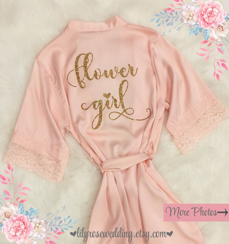 Flower Girl Gift, Flower Girl Robe, Lace Bridesmaid Robes, Bridesmaid ...