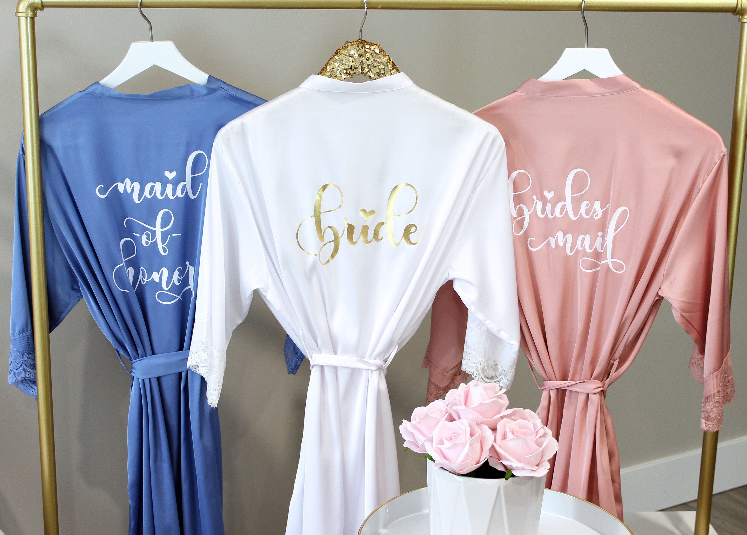 Flower Girl Gift, Flower Girl Robe, Lace Bridesmaid Robes, Bridesmaid ...