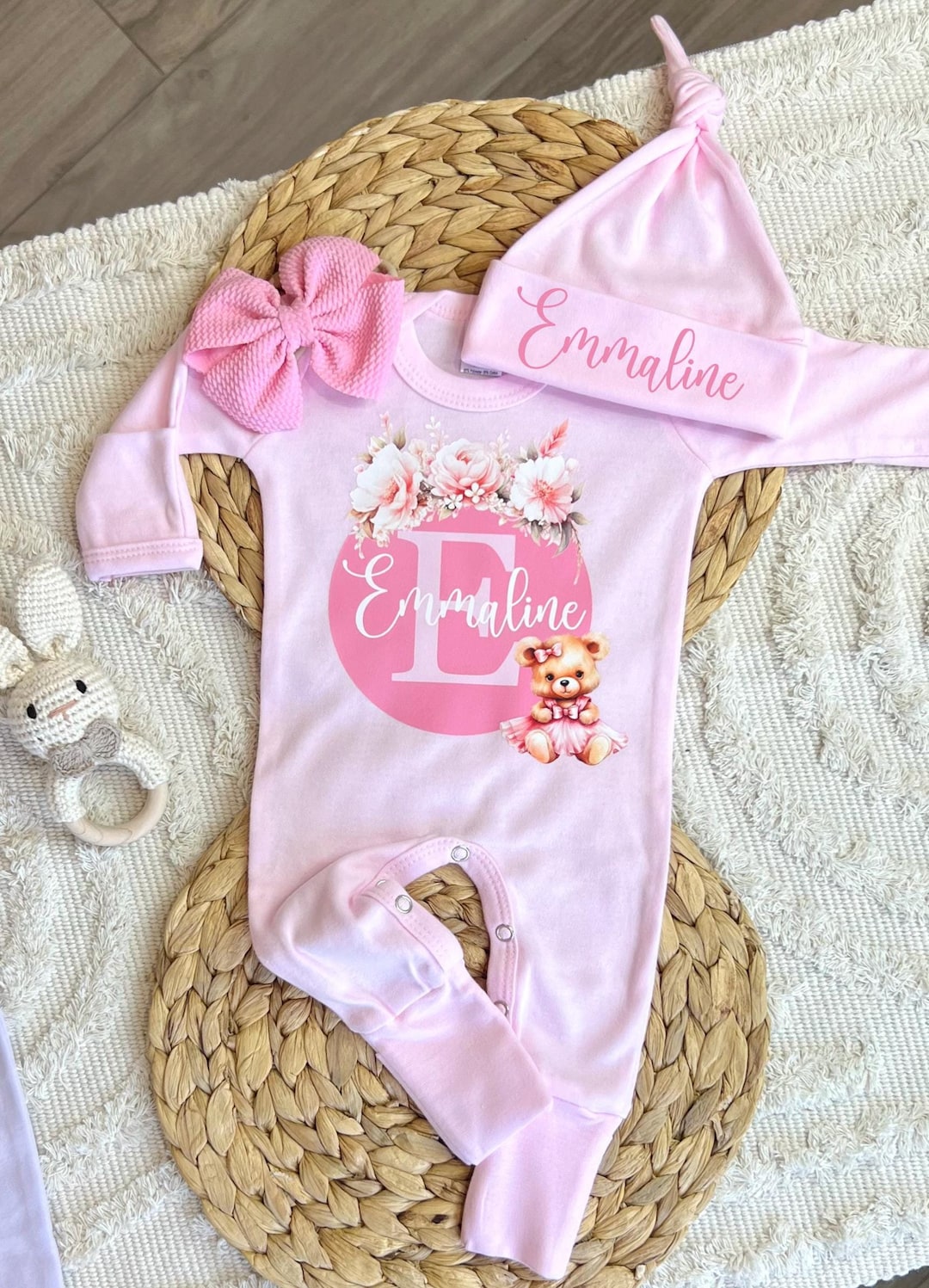 Personalized Baby Girl Outfit, Hospital Coming Home Outfit, Baby Romper ...