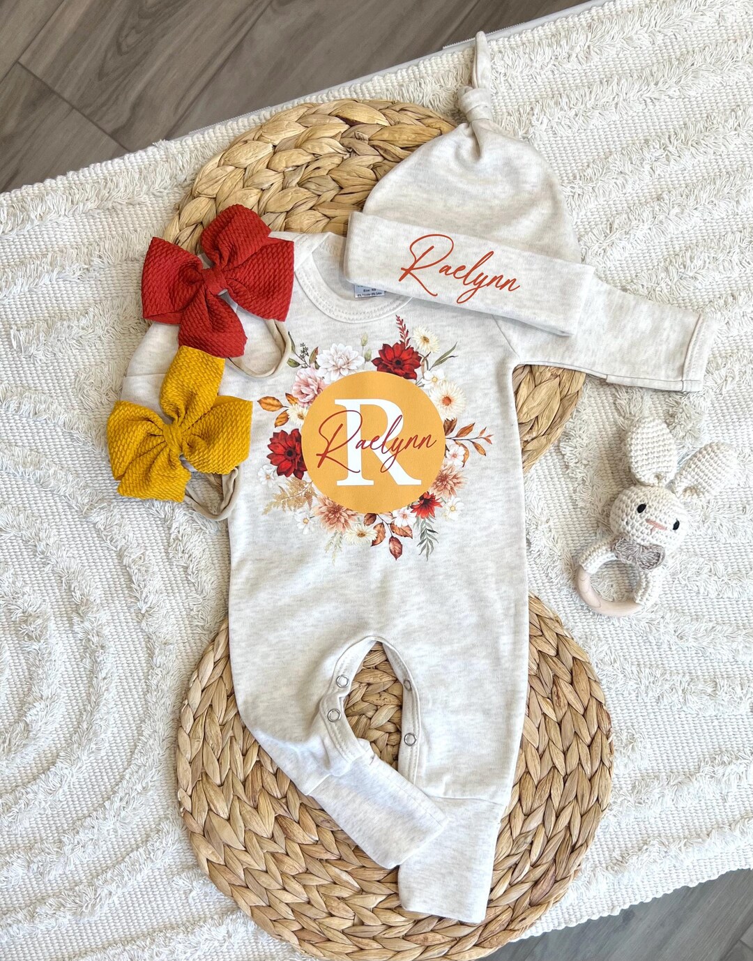Newborn Baby Girl Outfit, Baby Hospital Coming Home Outfit, Footie ...