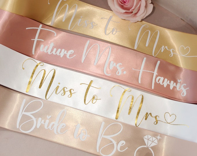 Bride Sash, Bachelorette Sash and Veil, Bridal Shower Sash ...
