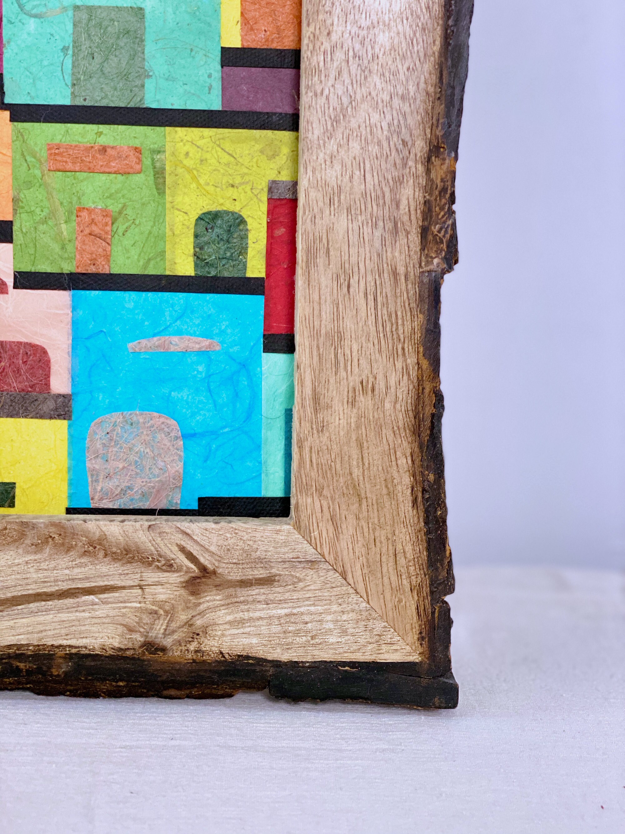 Small Little Houses Wall Decor, Paper Art, Mulberry Paper, Wooden Frame ...