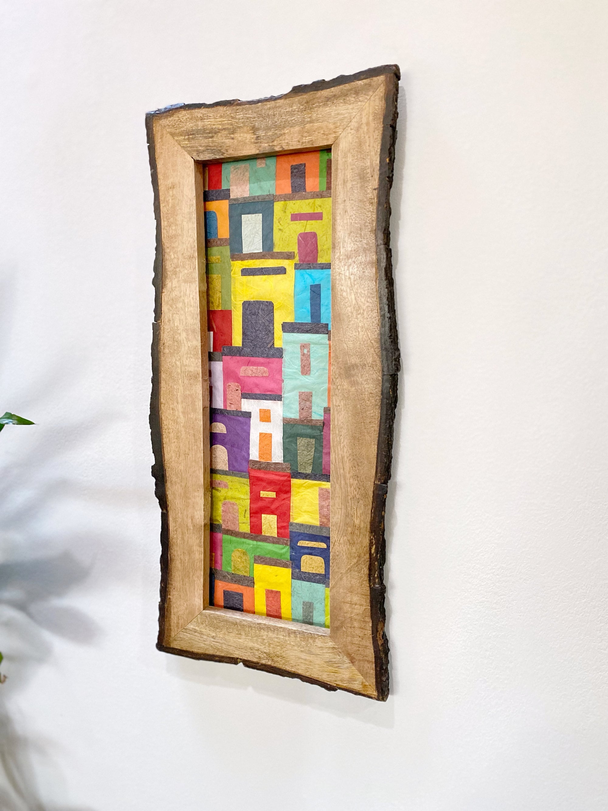 Small Little Houses Wall Decor, Paper Art, Mulberry Paper, Wooden Frame ...