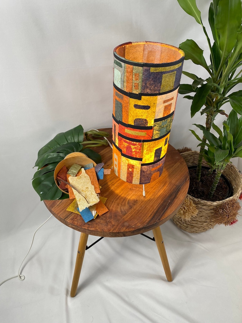 Banana Paper Table Lamp | Colorful Little Houses, Sustainable Boho ...