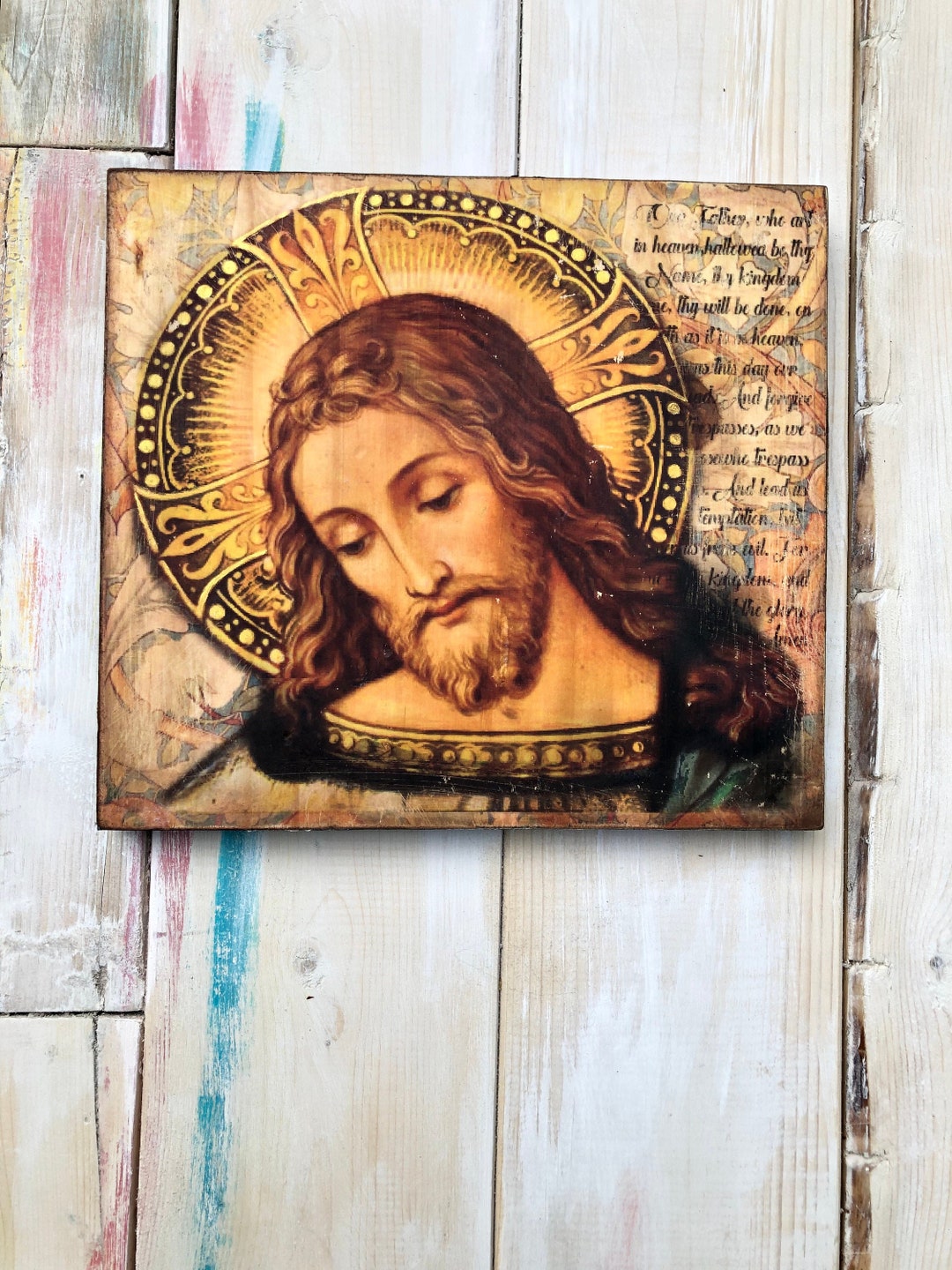 Jesus Christ & Our Father Prayer Jesus Critsto Y El Padre - Etsy