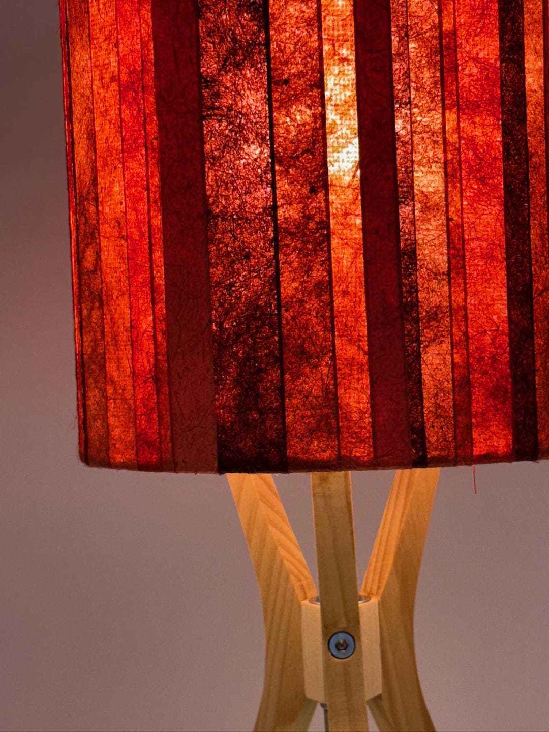 Handcrafted Banana Paper Lampshade in Striking RED Tones, 20x25cm ...