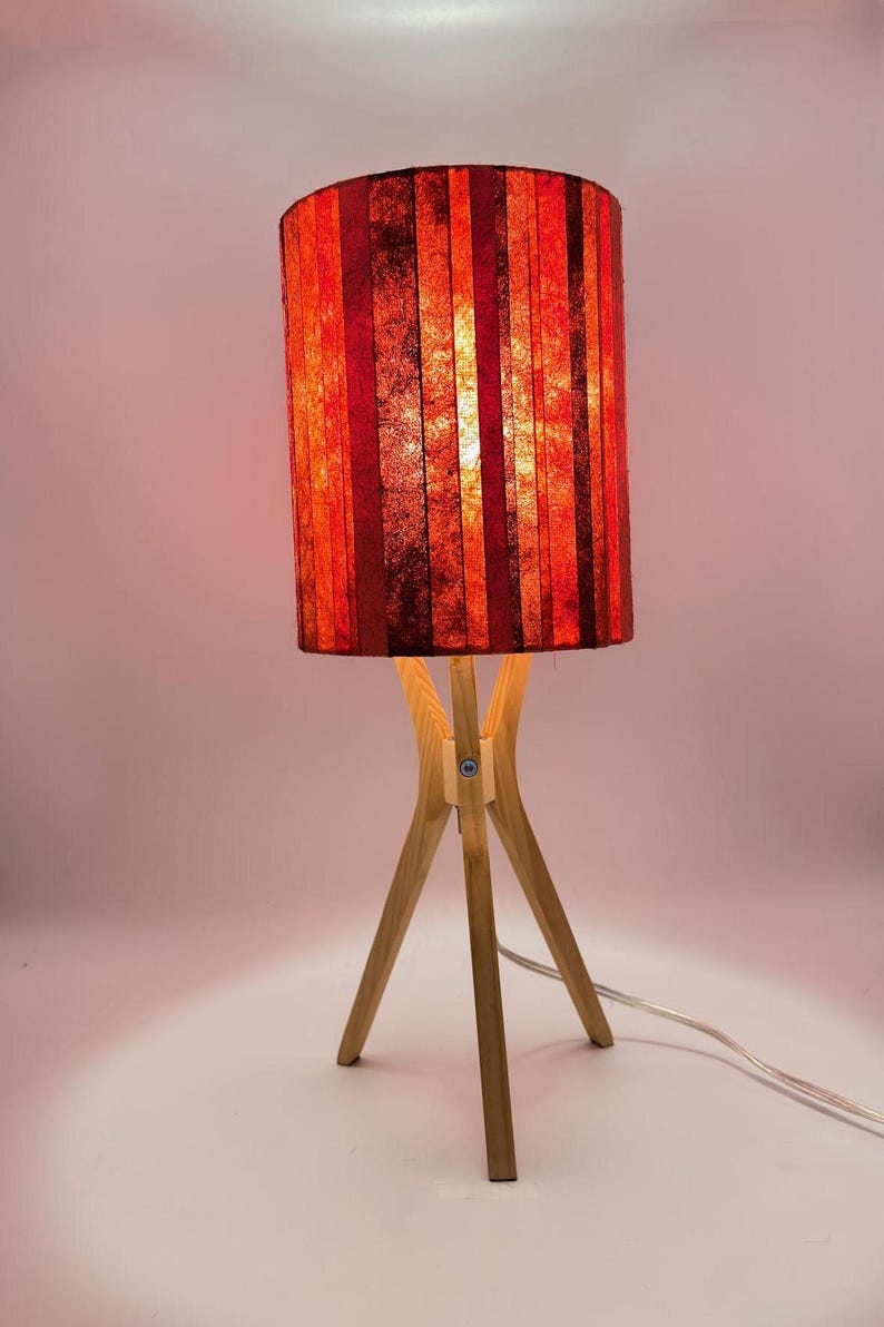 Handcrafted Banana Paper Lampshade in Striking RED Tones, 20x25cm ...