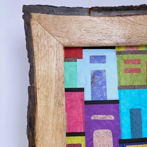 Small Little Houses Wall Decor, Paper Art, Mulberry Paper, Wooden Frame ...