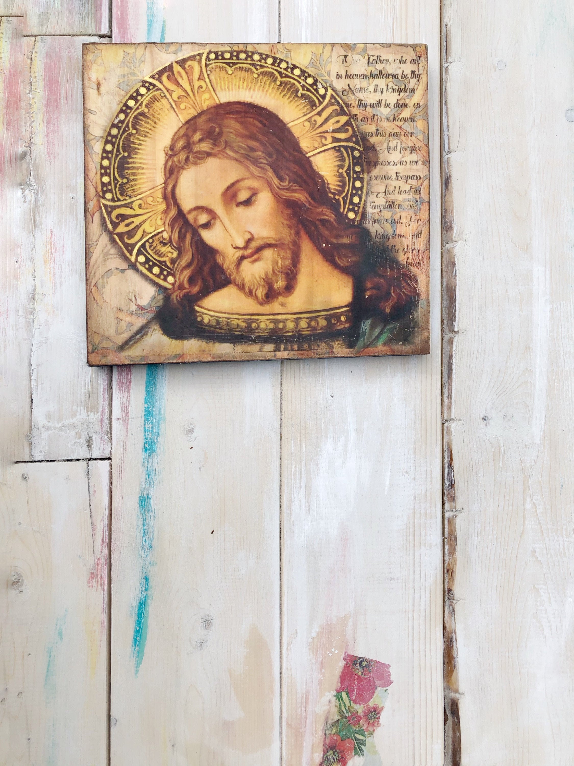 Jesus Christ & Our Father Prayer Jesus Critsto Y El Padre - Etsy