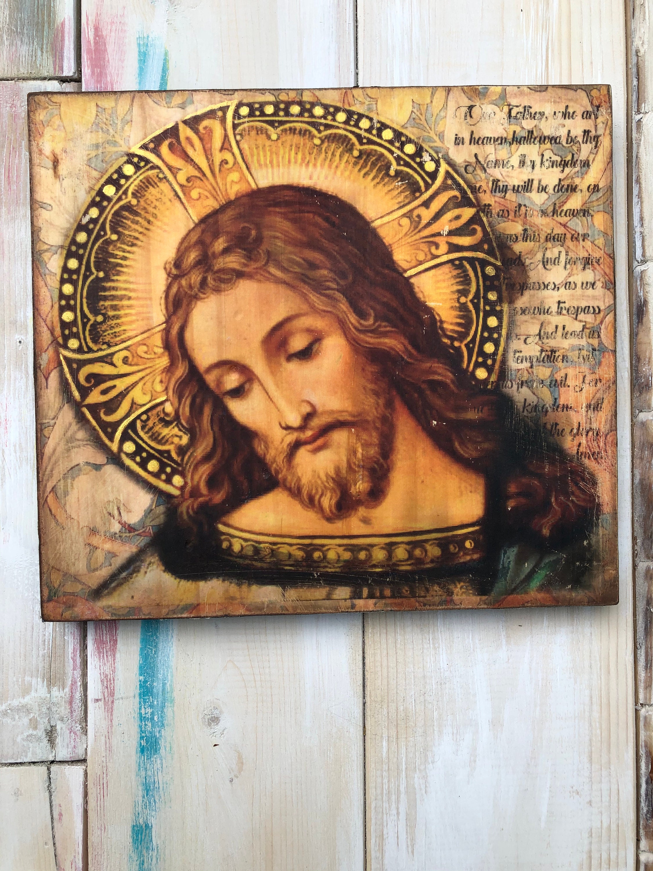 Jesus Christ & Our Father Prayer Jesus Critsto Y El Padre - Etsy