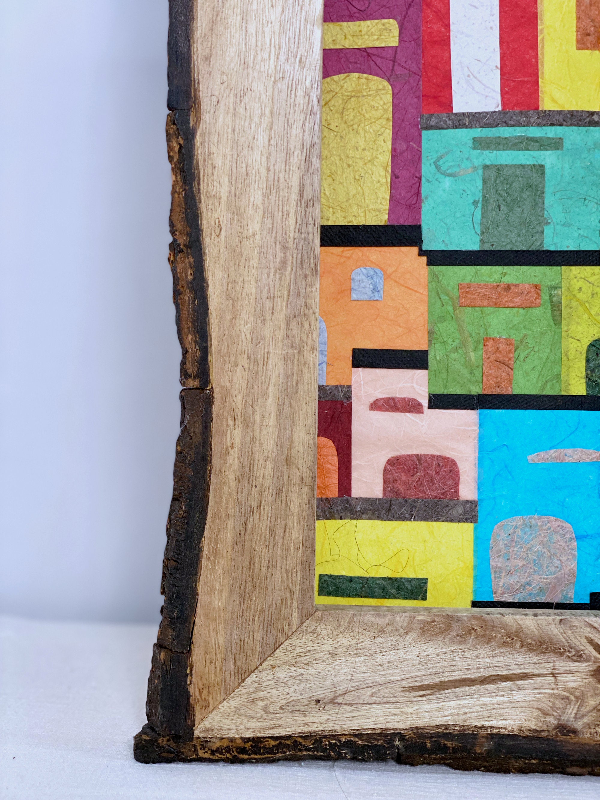 Small Little Houses Wall Decor, Paper Art, Mulberry Paper, Wooden Frame ...