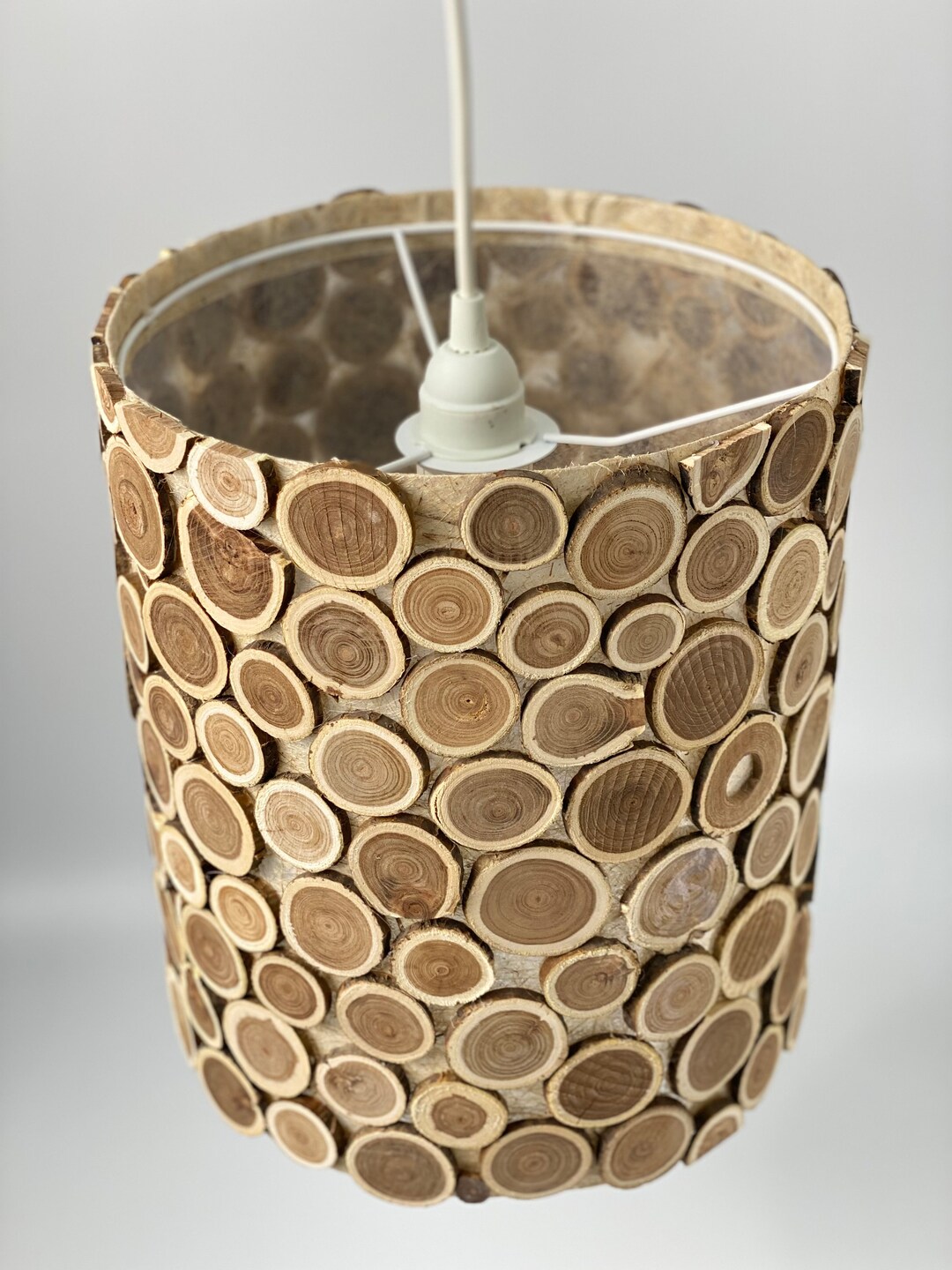 Oak Wood Slices With Banana Paper Pendant Lighting Table or - Etsy