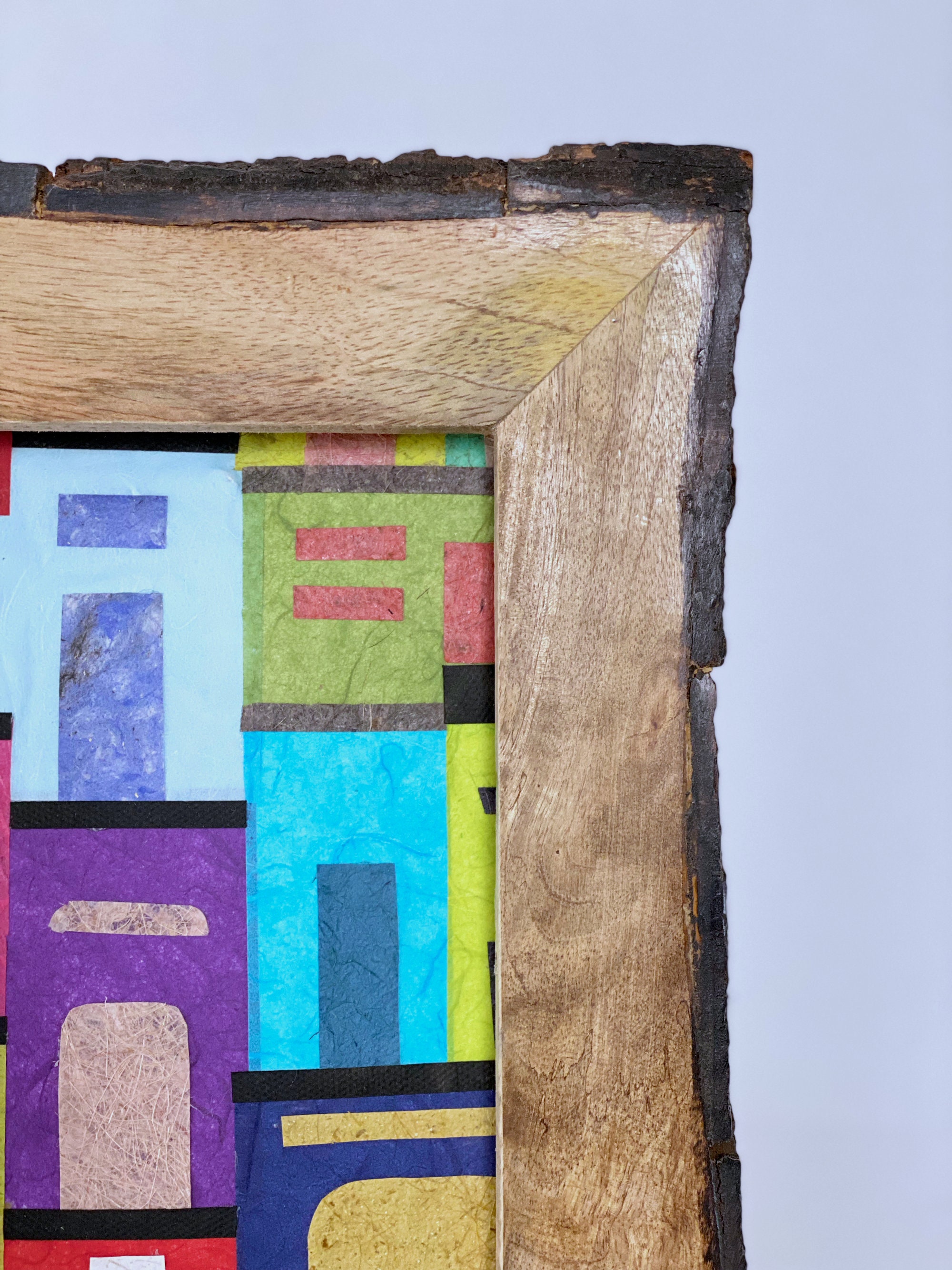 Small Little Houses Wall Decor, Paper Art, Mulberry Paper, Wooden Frame ...