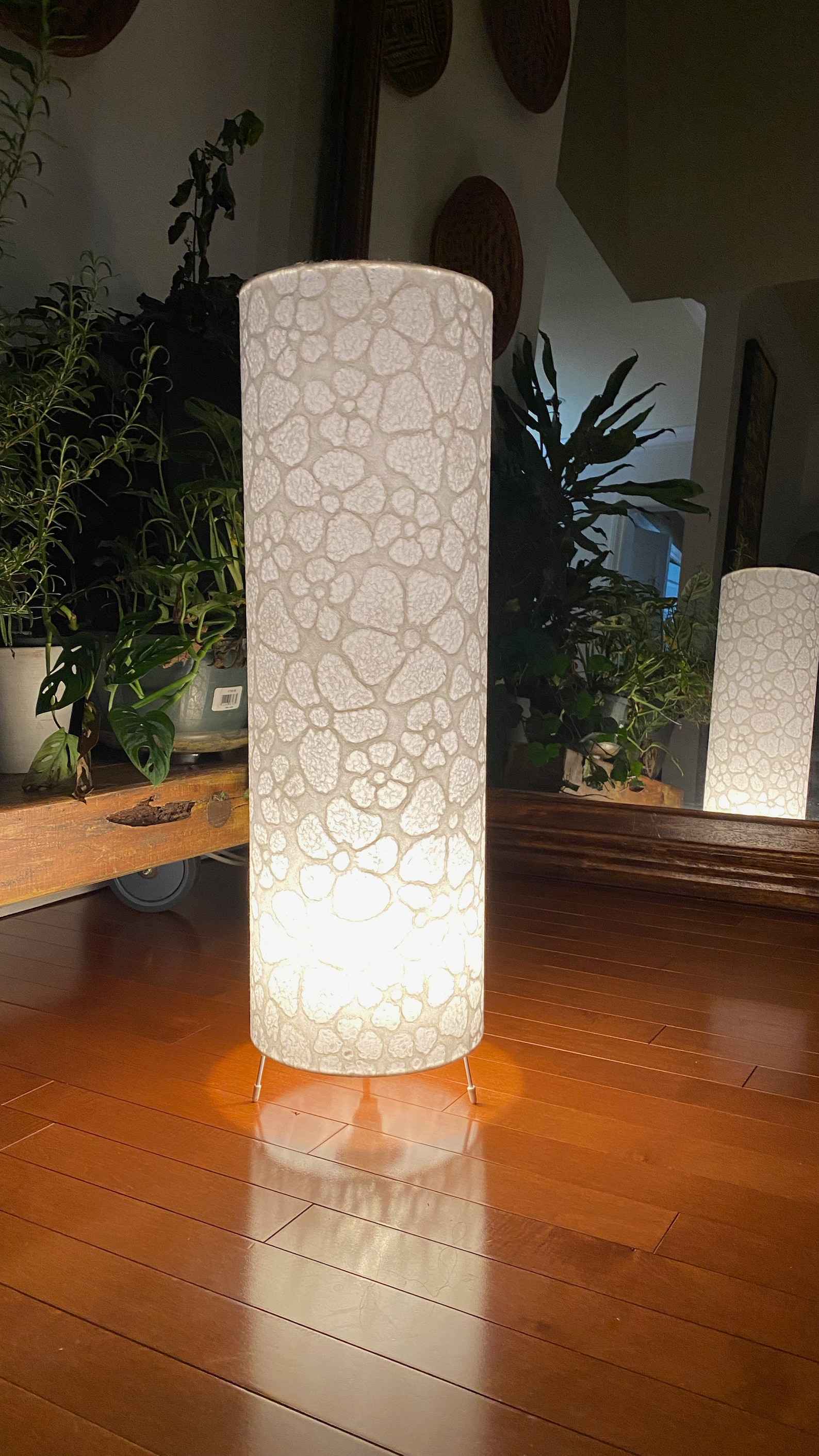 Daisies Floor Lamp, Heavy Embossed WHITE Mulberry Paper, 20x56 Cm ...