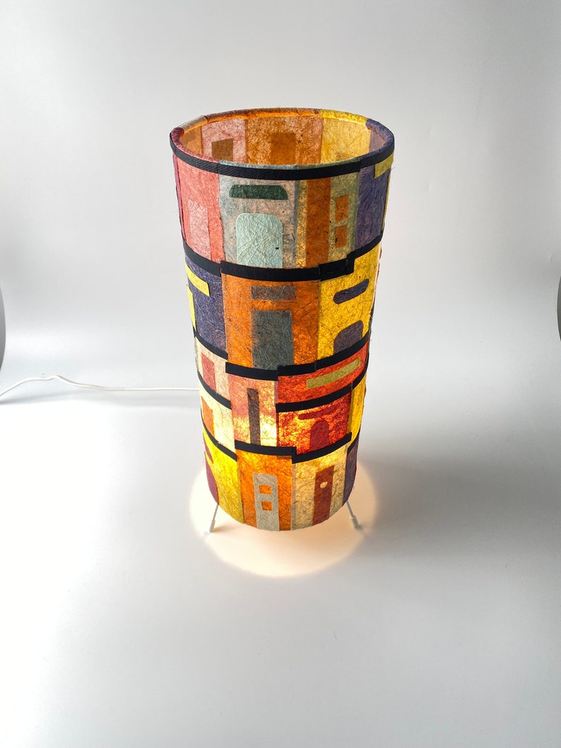 Banana Paper Table Lamp | Colorful Little Houses, Sustainable Boho ...