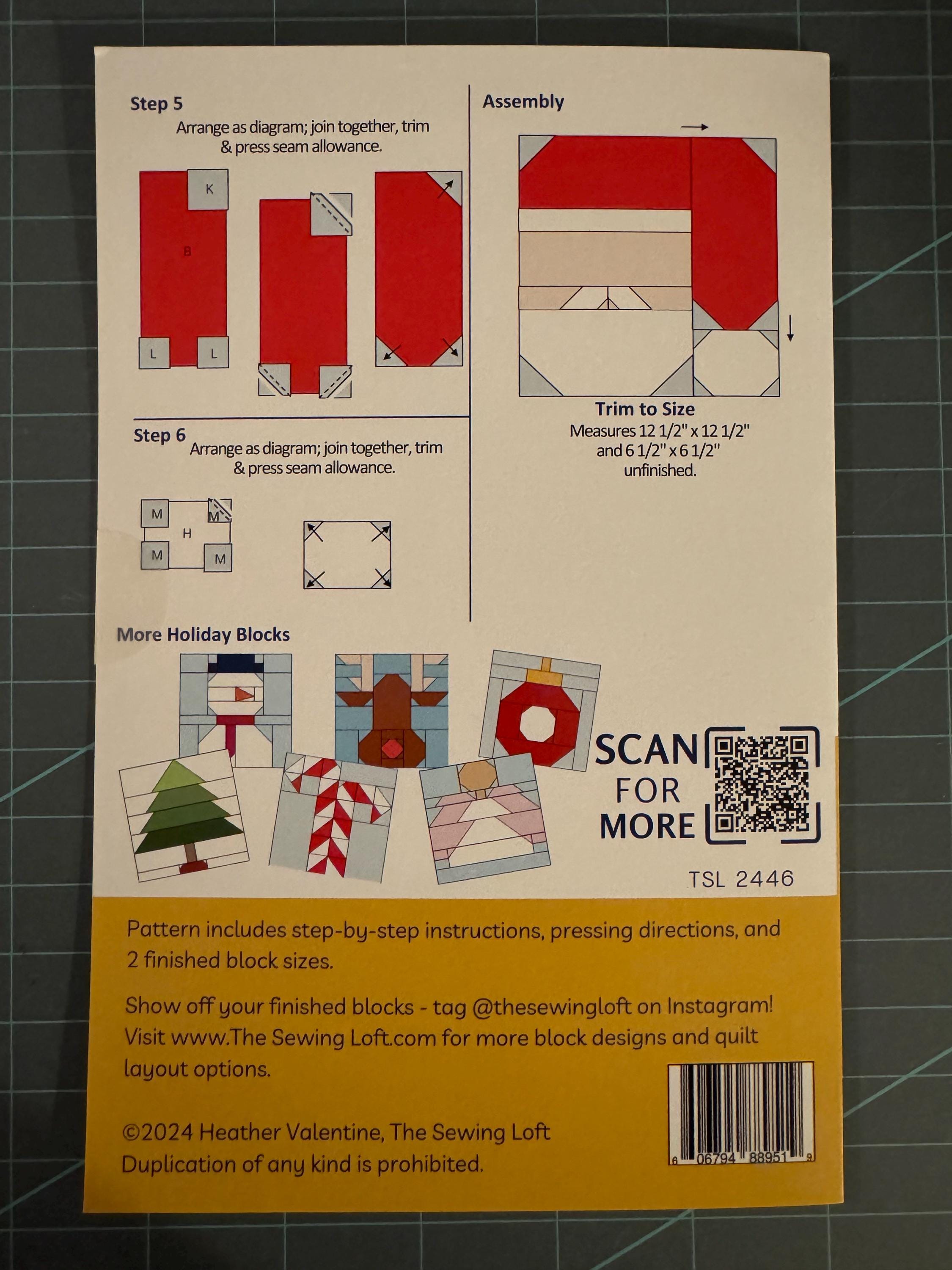 Santa Claus Quilt Block Pattern by the Sewing Loft - Etsy