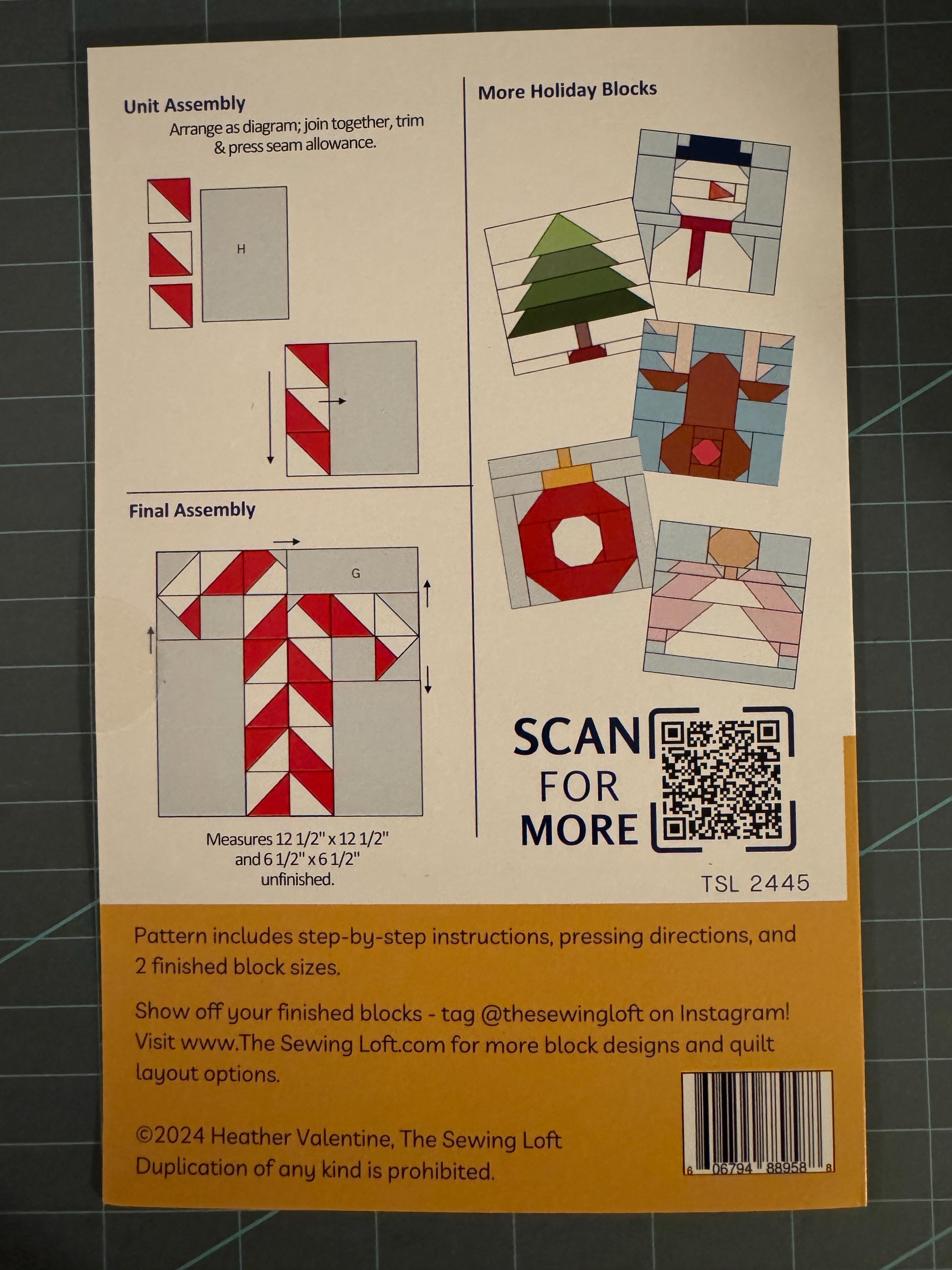 Candy Cane Quilt Block Pattern by the Sewing Loft - Etsy