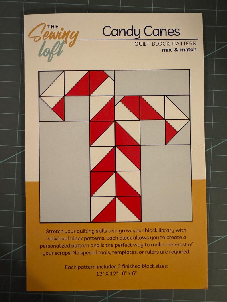 Candy Cane Quilt Block Pattern by the Sewing Loft - Etsy