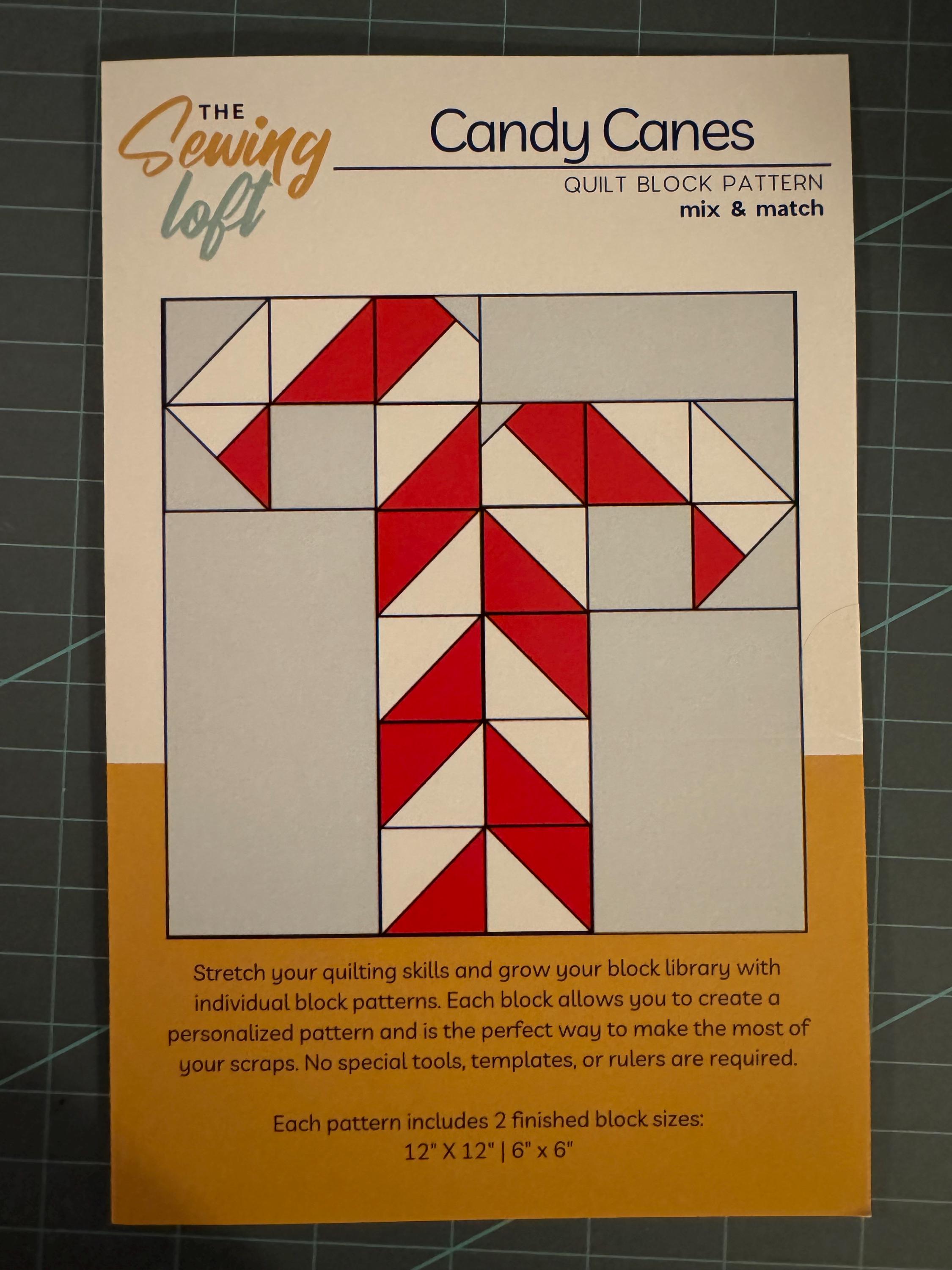 Candy Cane Quilt Block Pattern by the Sewing Loft - Etsy