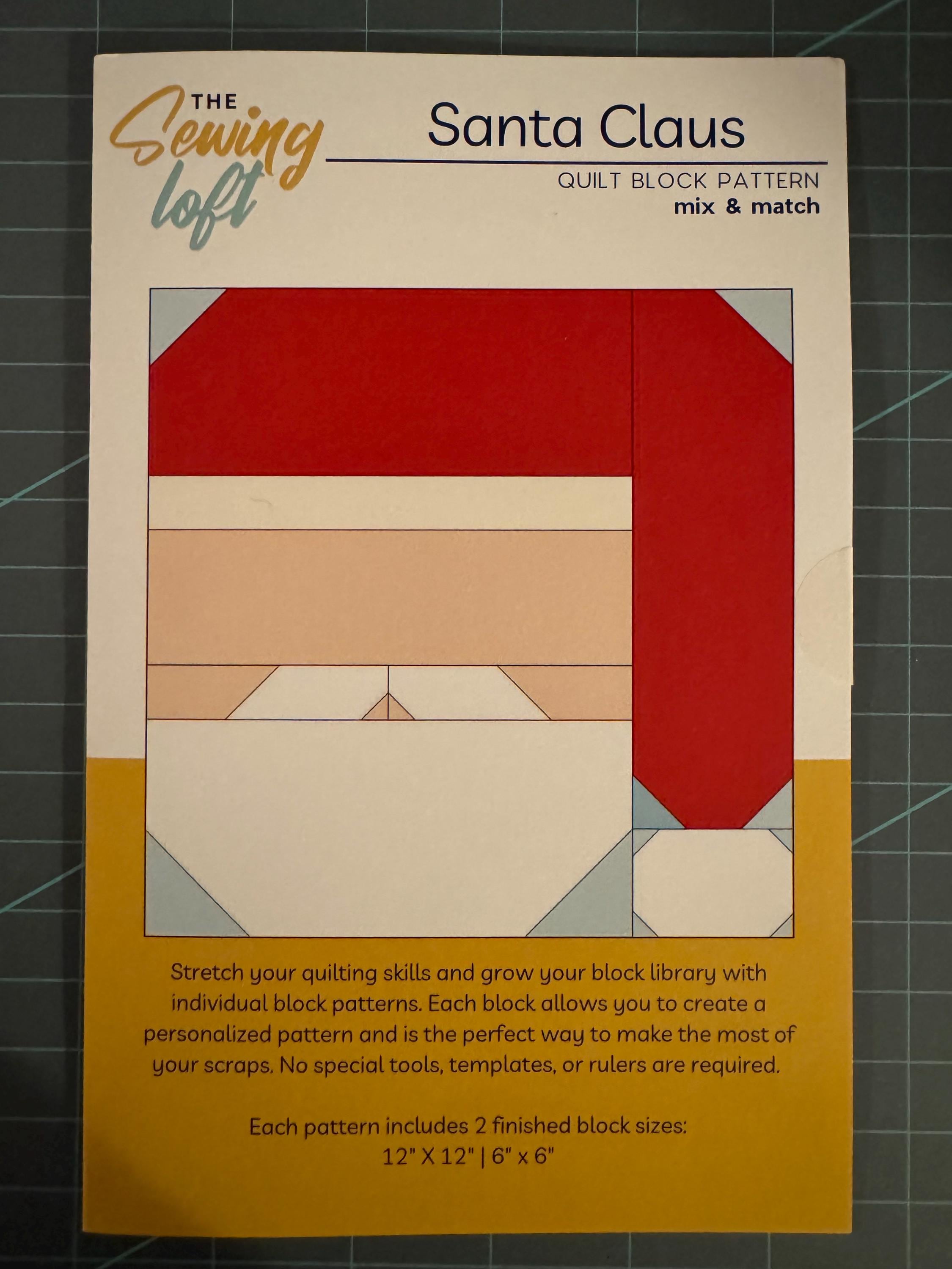 Santa Claus Quilt Block Pattern by the Sewing Loft - Etsy