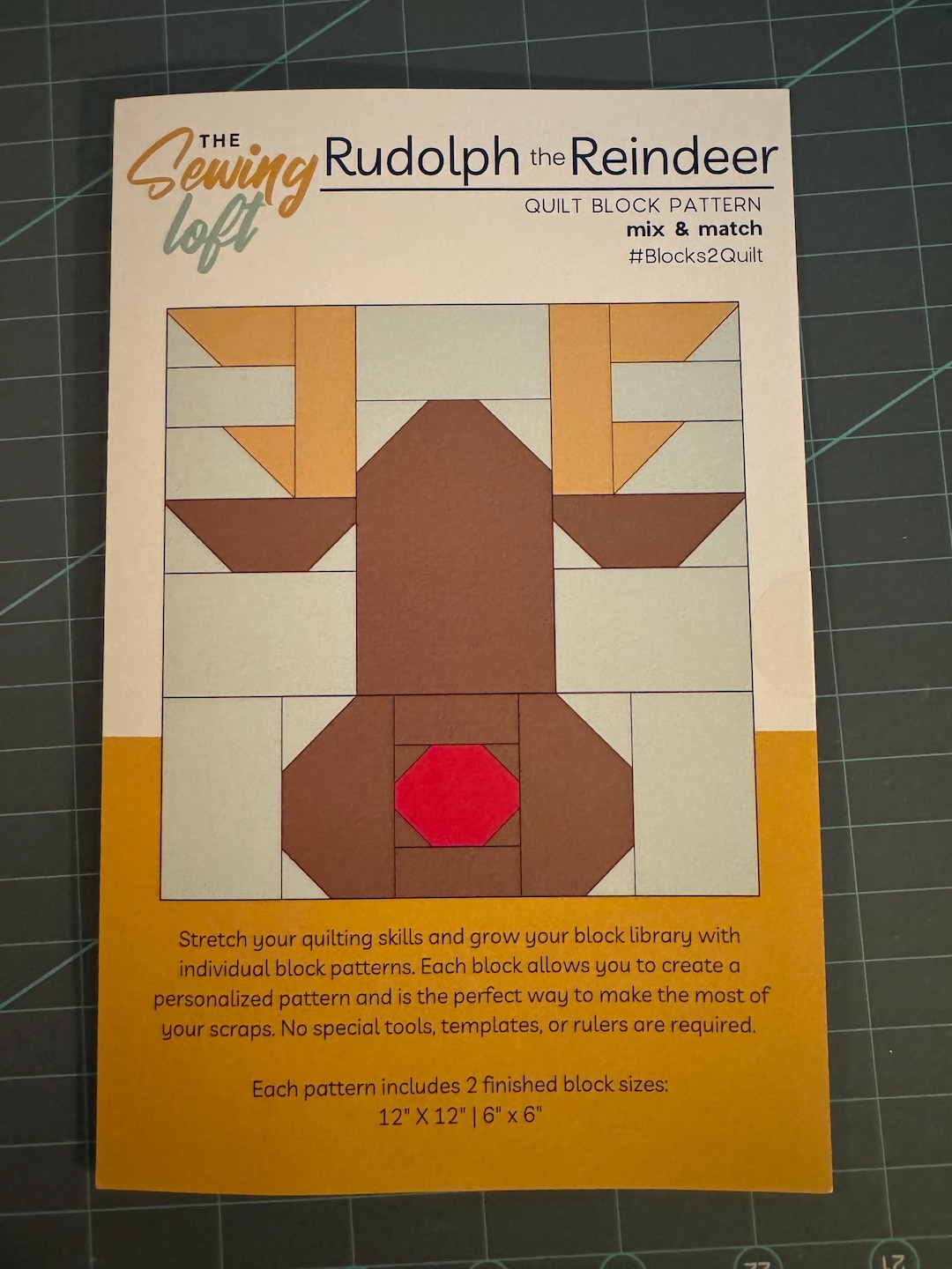 Rudolf the Reindeer Quilt Block Pattern by the Sewing Loft - Etsy